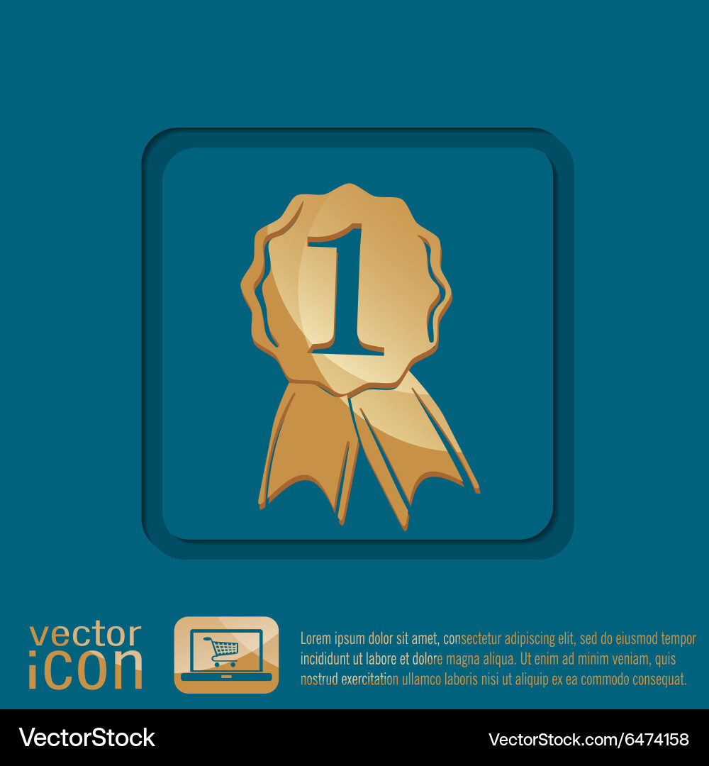 First place ribbon rosette icon victory icon Vector Image