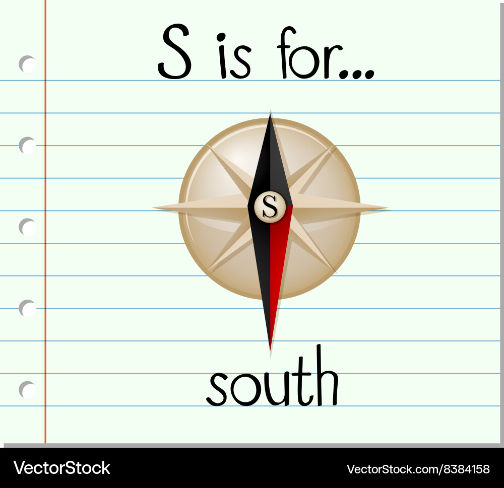 Flashcard letter s is for south Royalty Free Vector Image