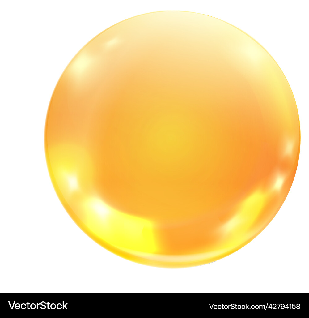 Golden serum capsule sphere realistic Royalty Free Vector