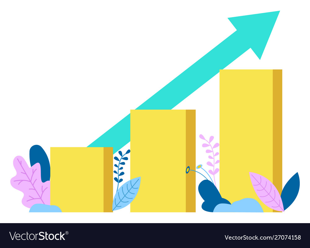 Growing diagram chart with arrow isolated graphs Vector Image