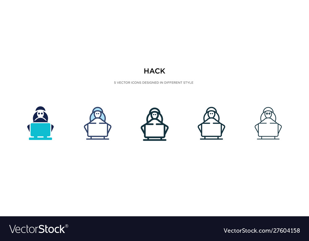 Hack icon in different style two colored Vector Image