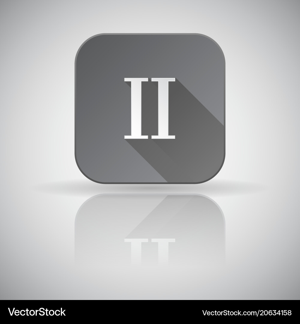 Ii roman numeral grey square icon with reflection Vector Image