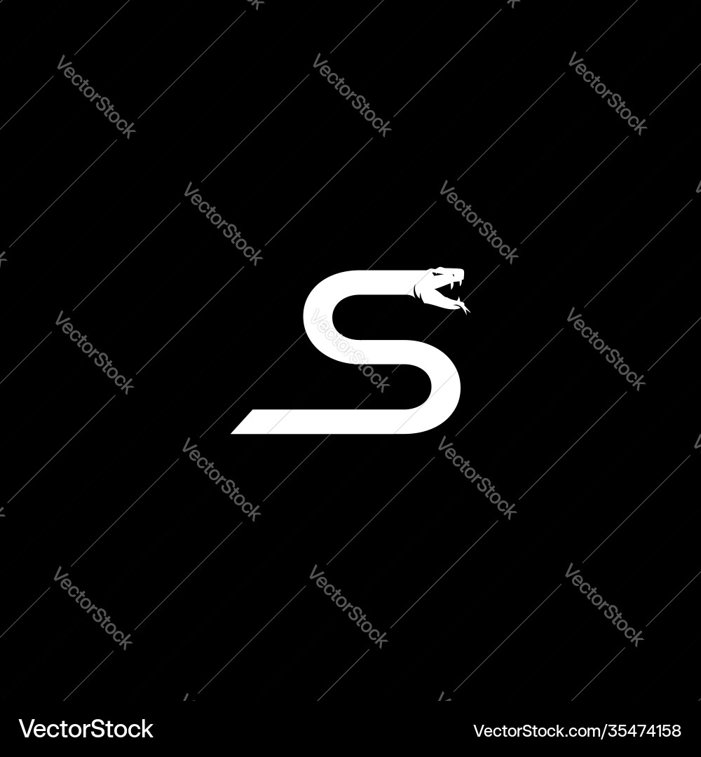 Initial letter s snake cobra viper mamba python Vector Image