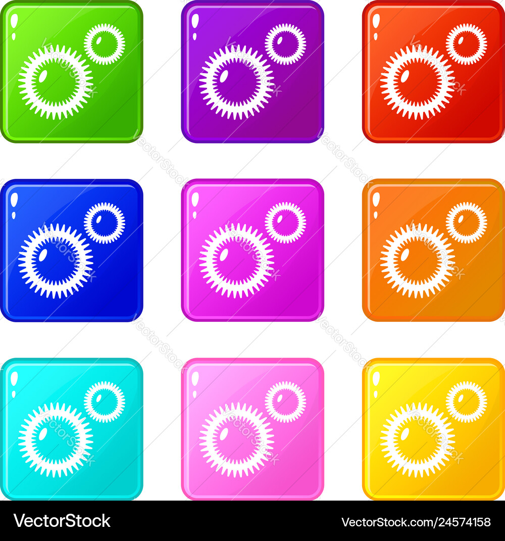 Mildew virus icons set 9 color collection Vector Image