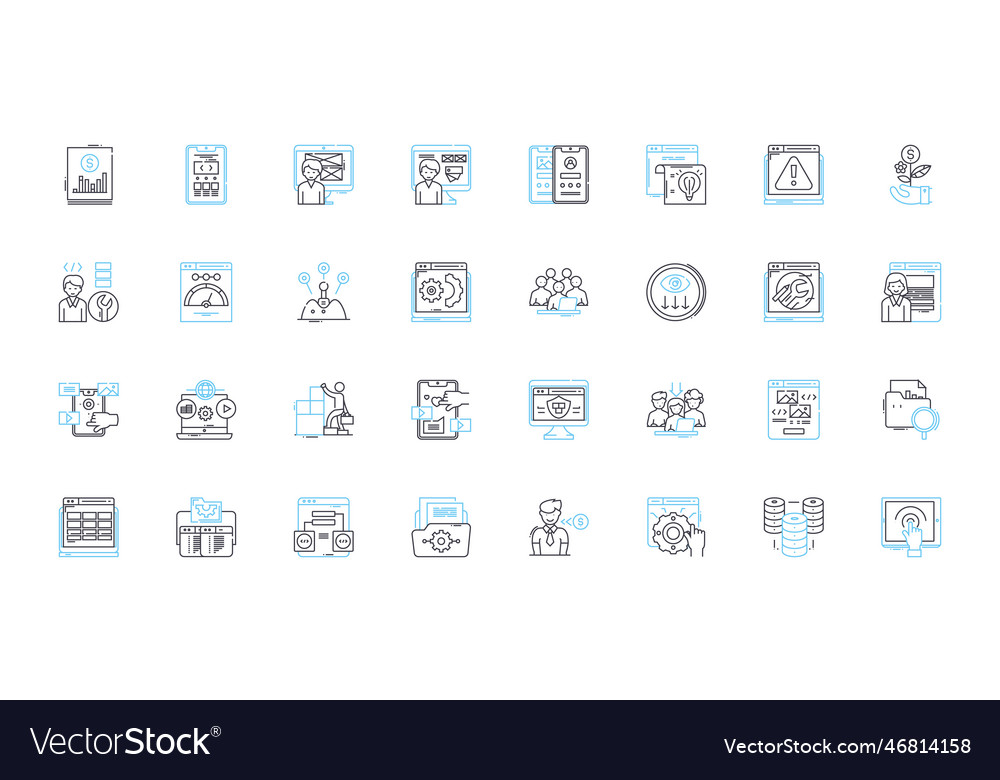 Mobile development linear icons set android ios Vector Image