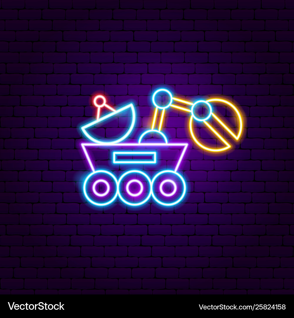 Moon rover neon label Royalty Free Vector Image