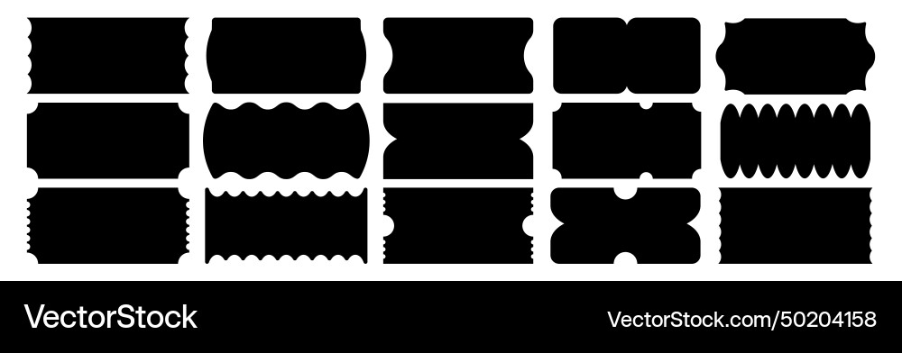 Rectangular coupon frames square jagged curved Vector Image