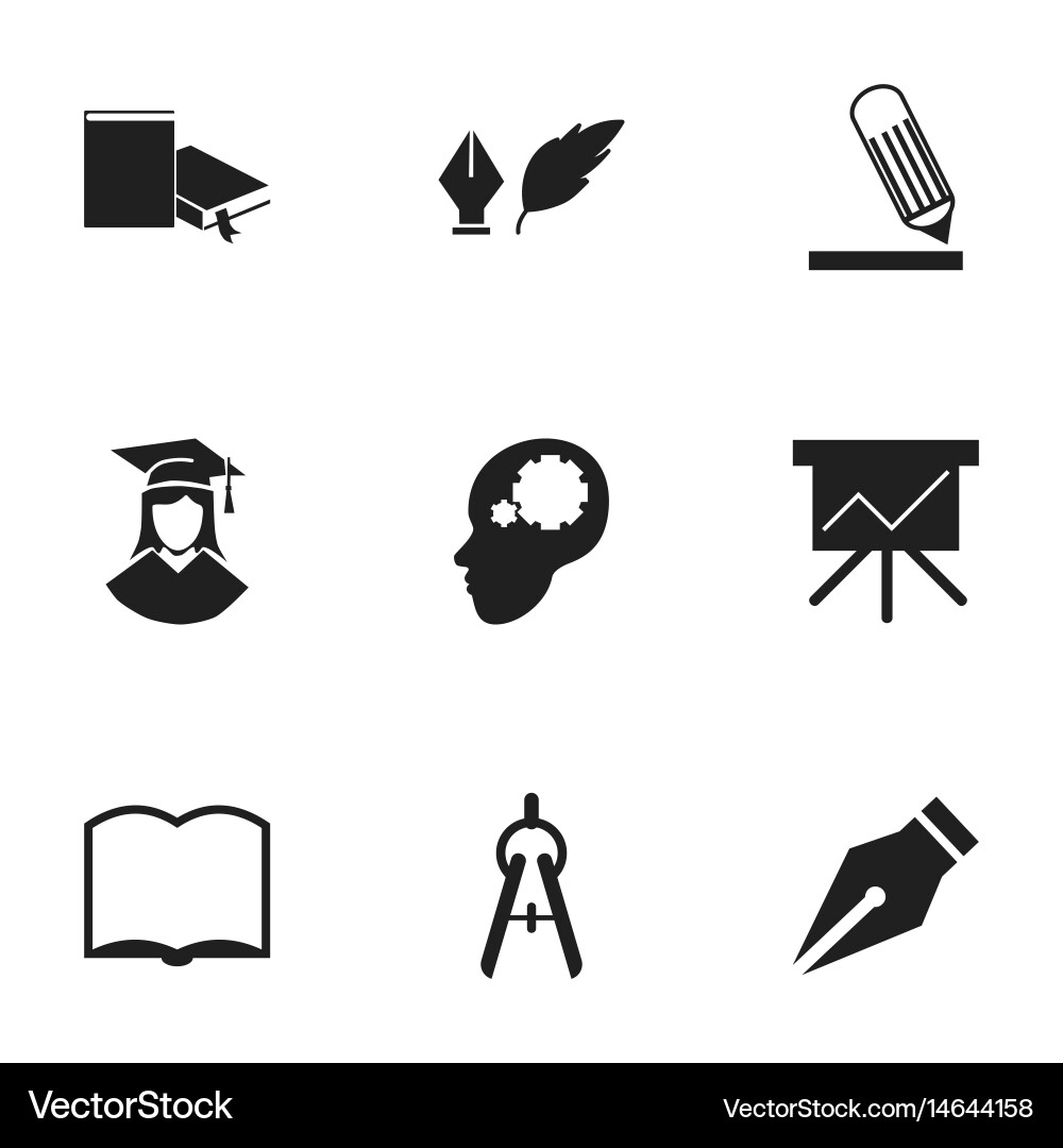 Set of 9 editable university icons includes Vector Image