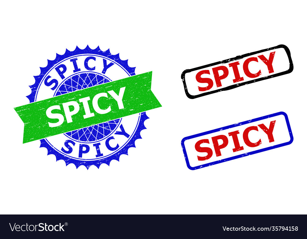 Spicy rosette and rectangle bicolor stamp seals Vector Image