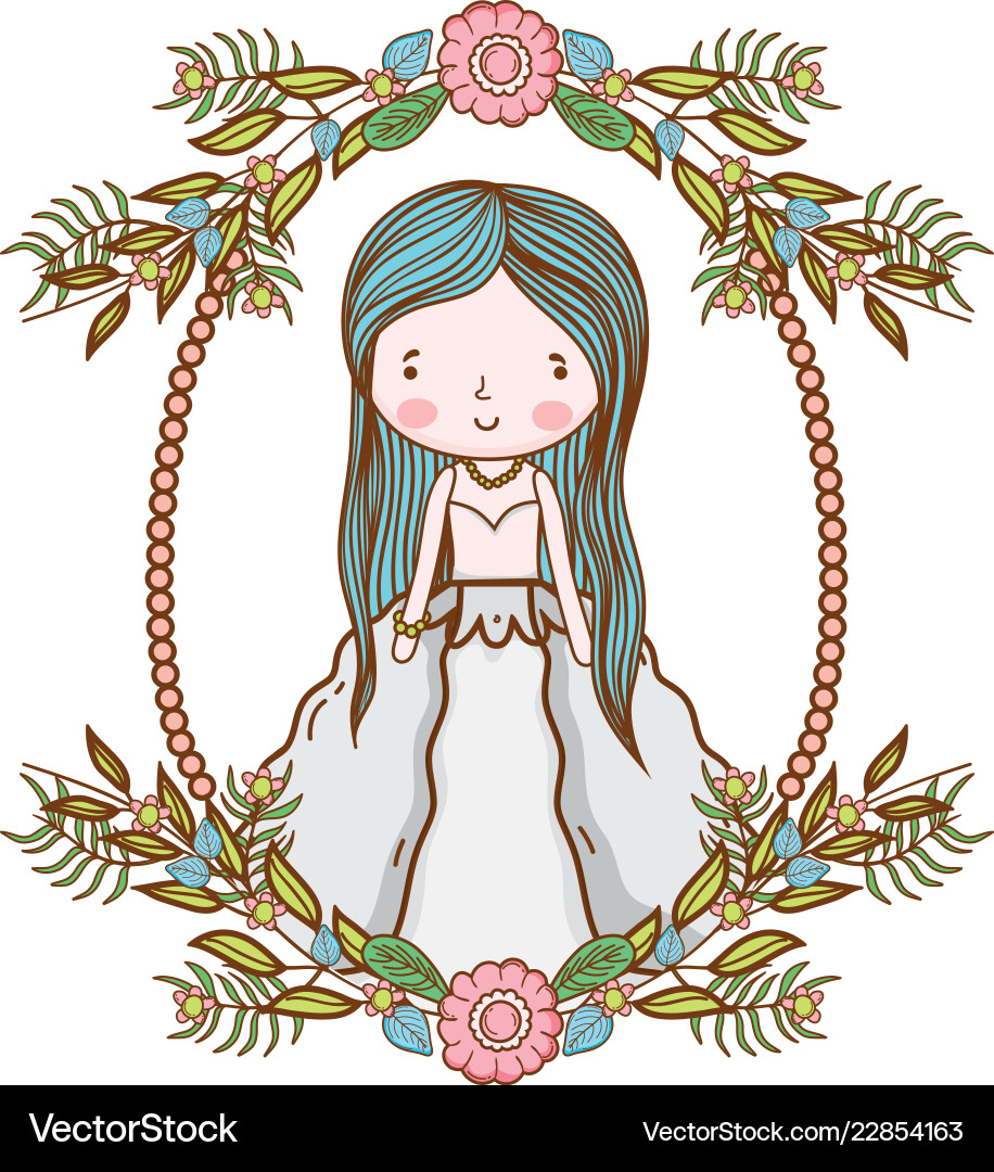 Bride female cute cartoon Royalty Free Vector Image