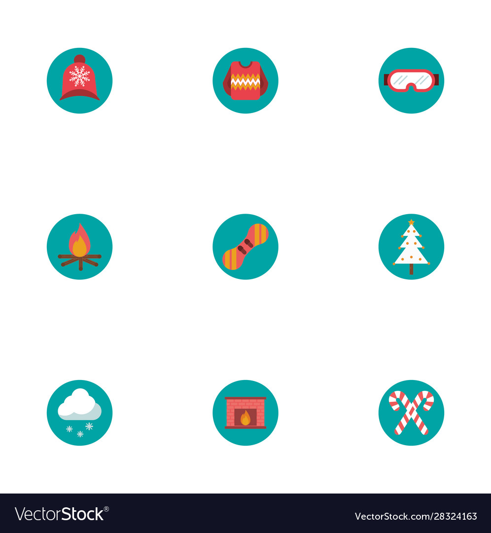 Bundle winter season set icons Royalty Free Vector Image