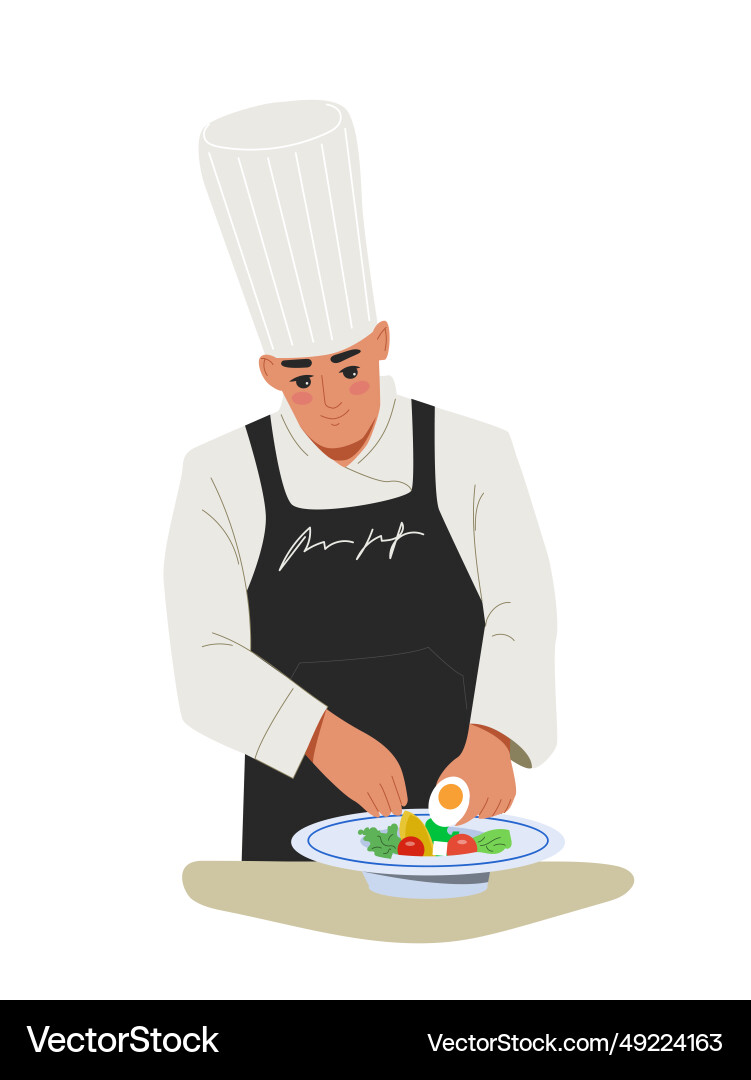 Chief cook with food concept Royalty Free Vector Image