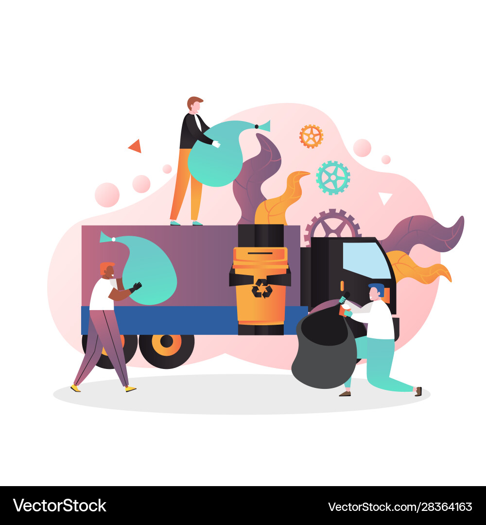 Cleaning street concept for web banner Royalty Free Vector