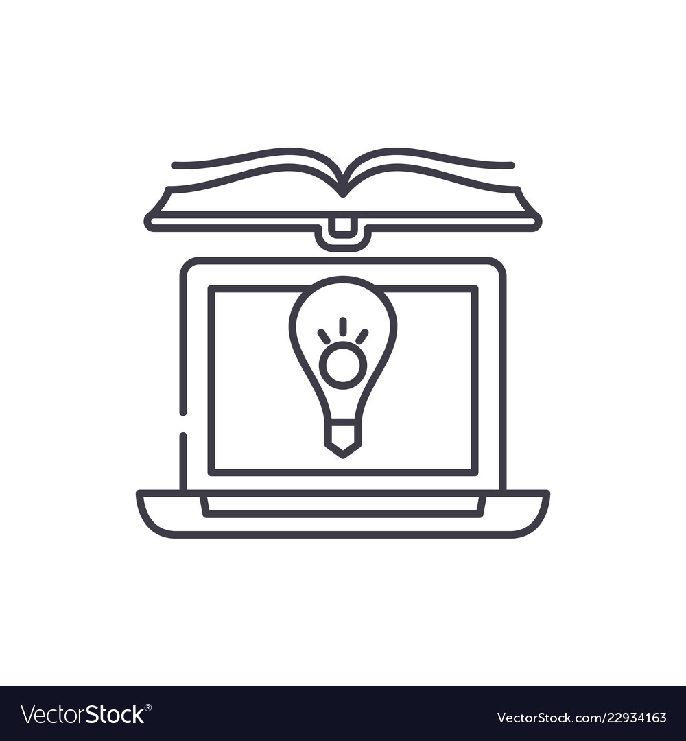 Computer knowledge line icon concept Royalty Free Vector
