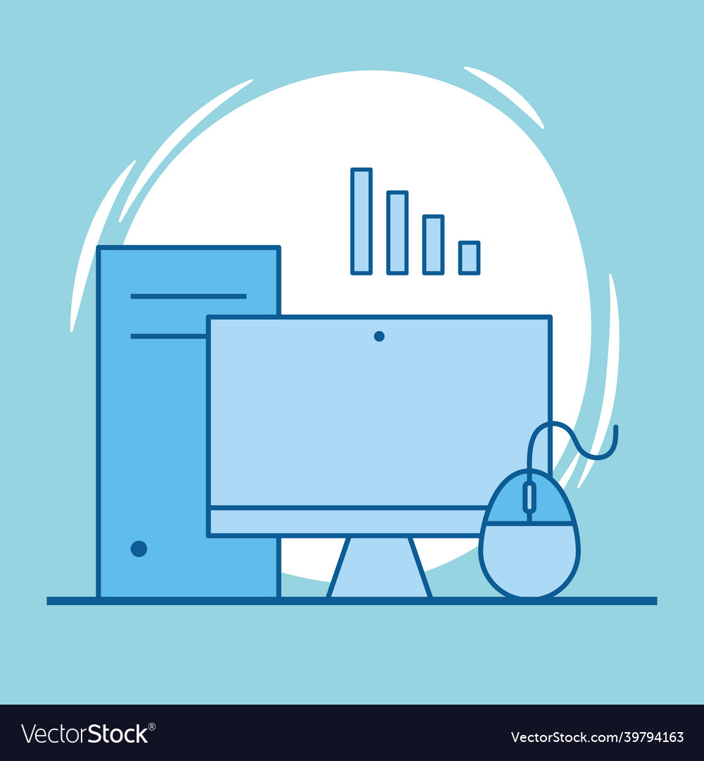 Computer server and mouse Royalty Free Vector Image