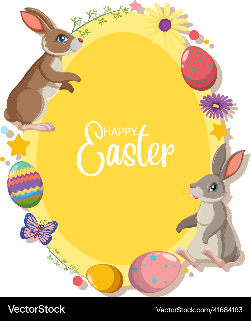 Easter poster design with bunny and eggs Vector Image