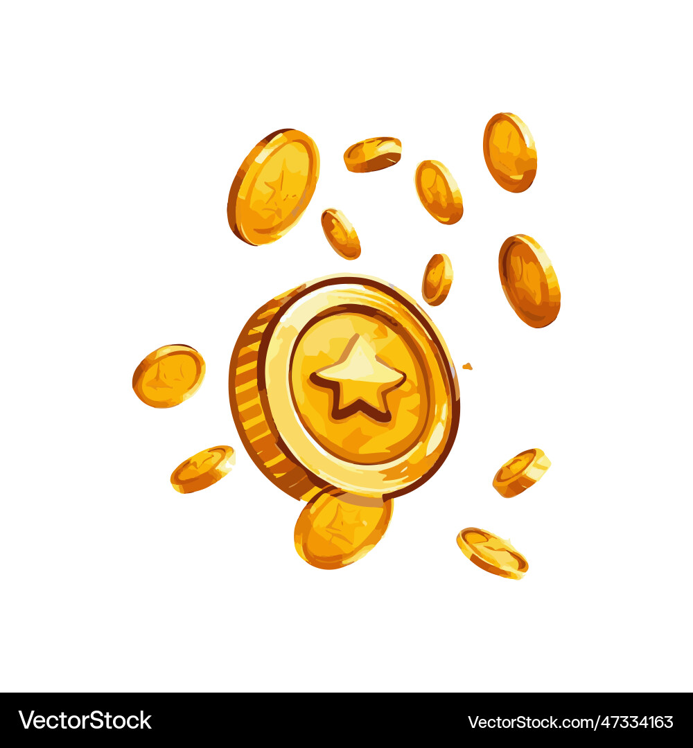 Gold coins isolated on white background Royalty Free Vector