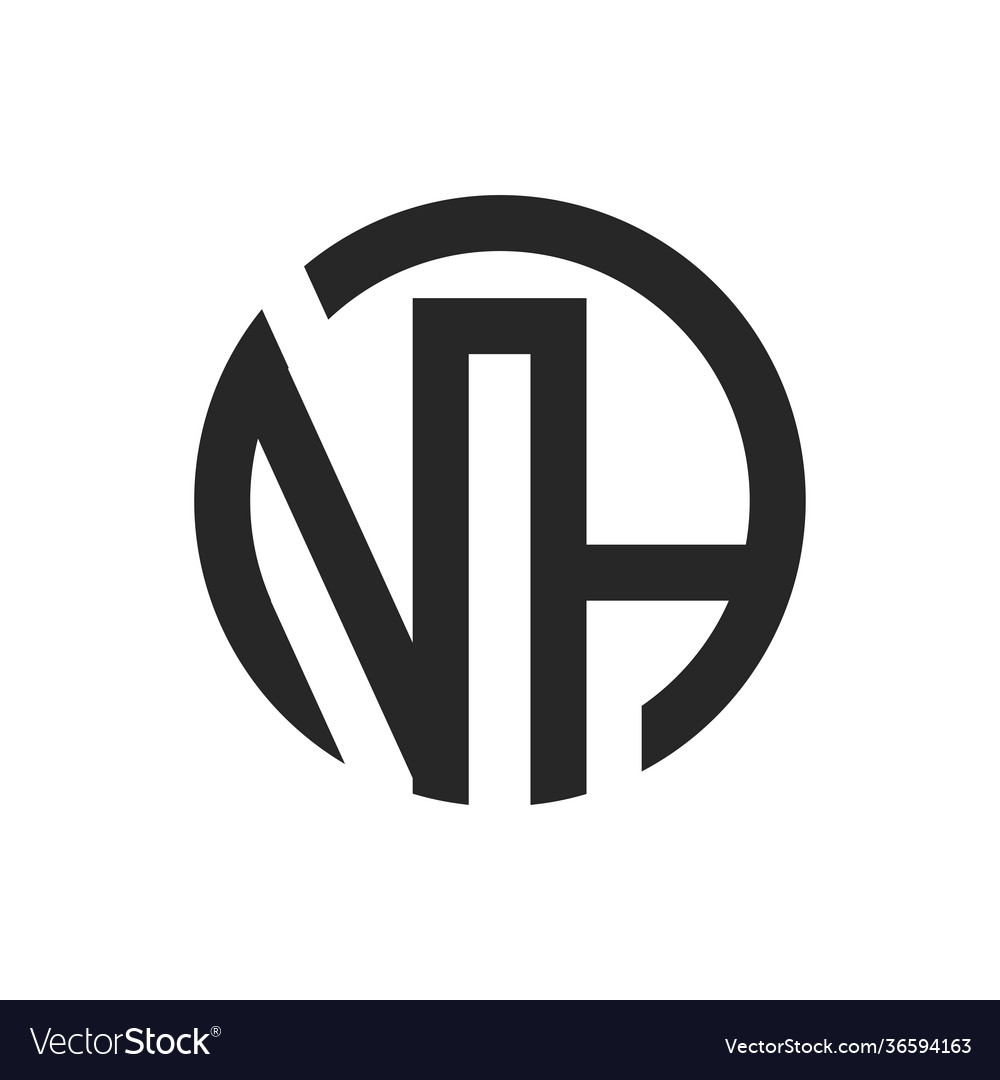 Initial letter nh logo or hn design Royalty Free Vector