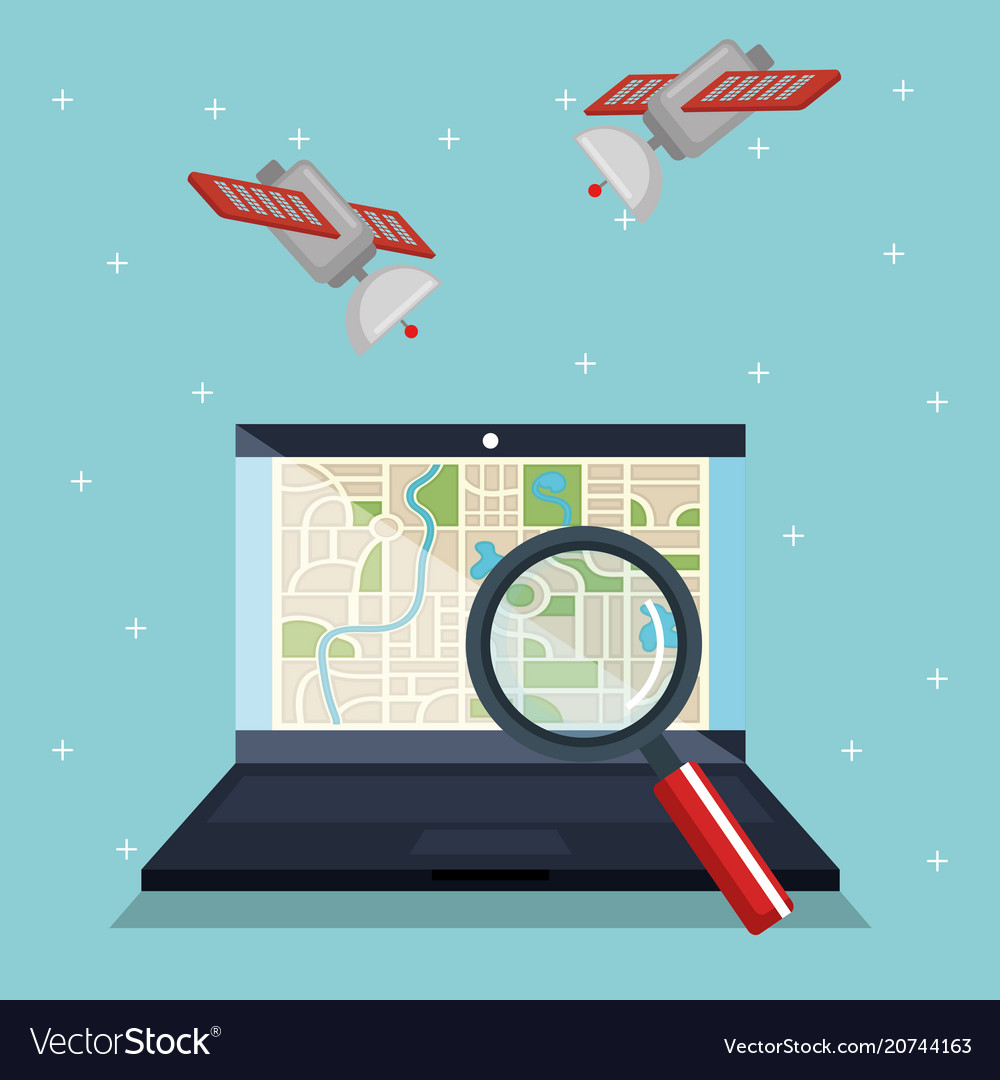 Laptop with gps navigation software Royalty Free Vector