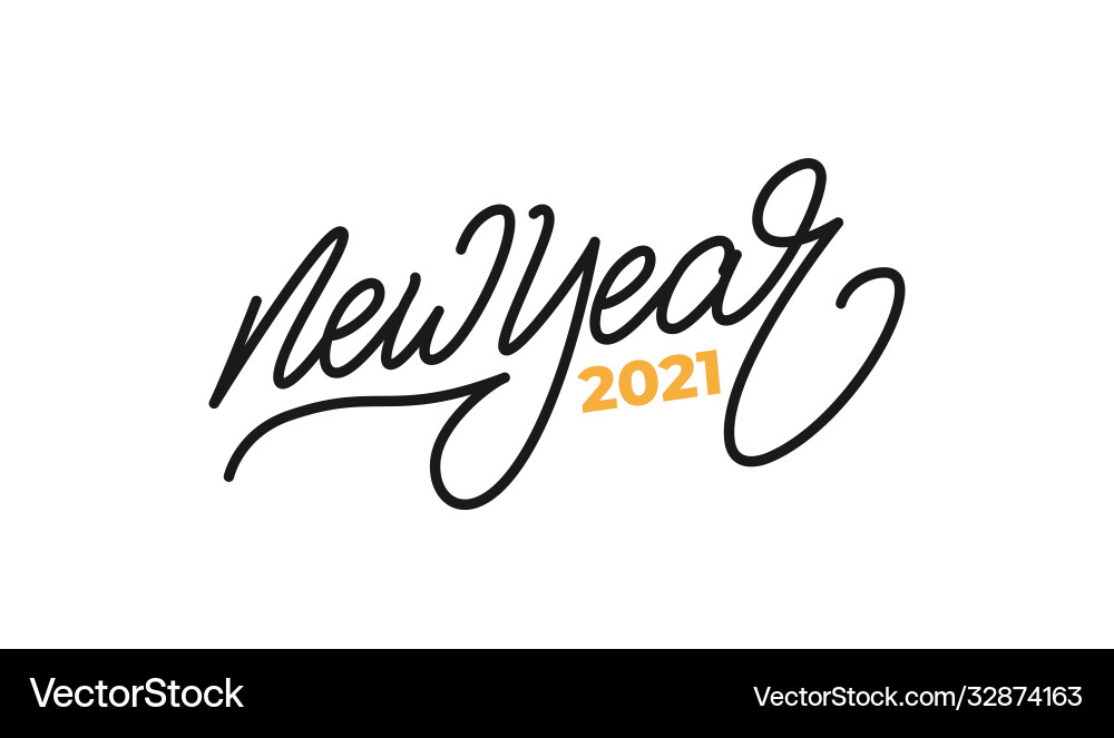 New year 2021 lettering calligraphy Royalty Free Vector
