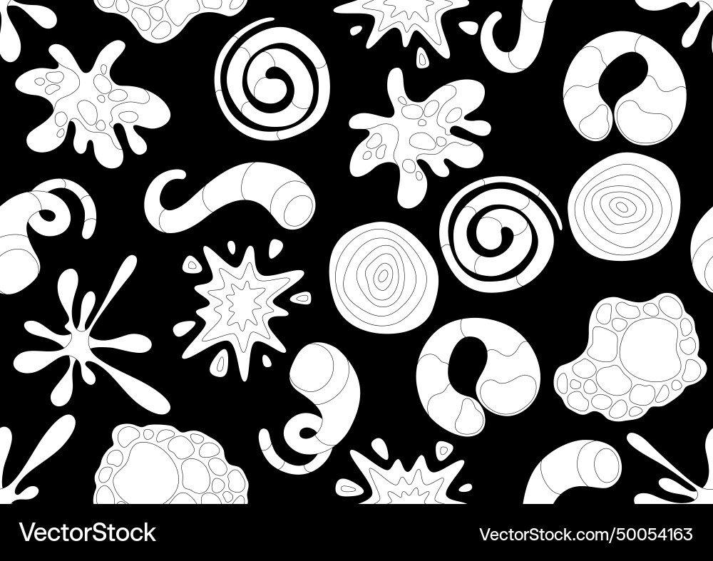 Pattern with abstract shapes cartoon cute trendy Vector Image