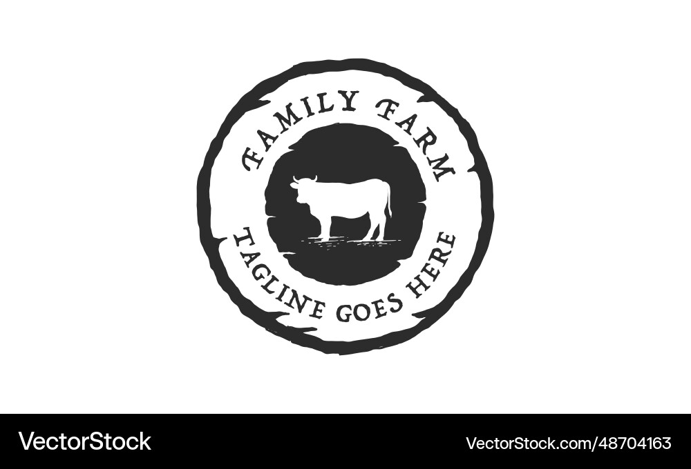 Retro vintage cattle angus beef emblem label Vector Image