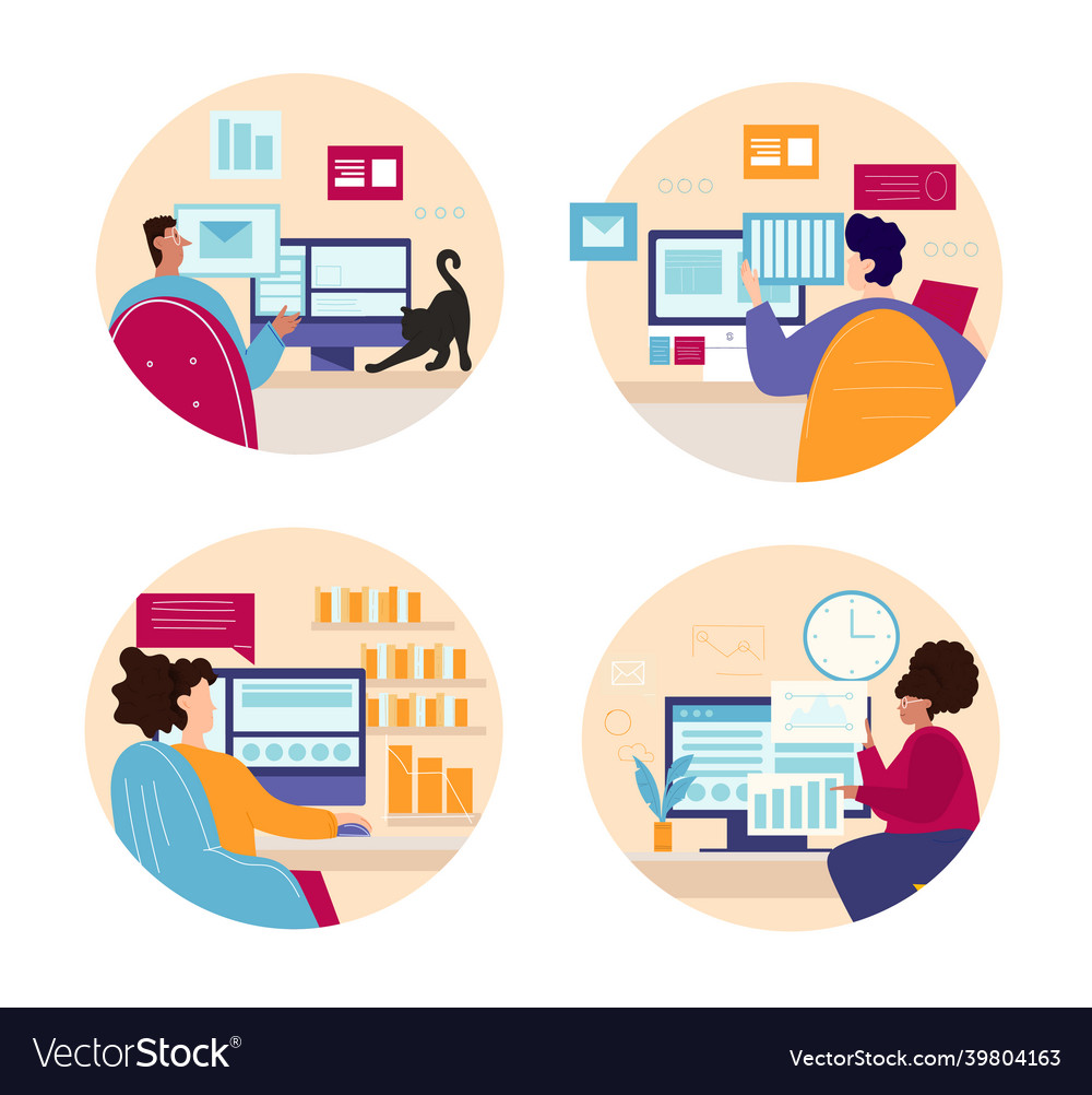 Set of people work Royalty Free Vector Image - VectorStock