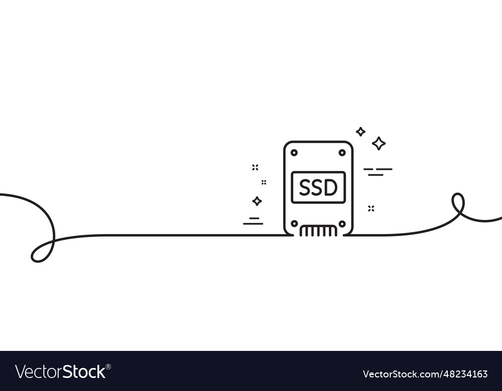 Ssd icon solid-state drive sign continuous line Vector Image Ssd icon solid-state drive sign continuous line Vector Image