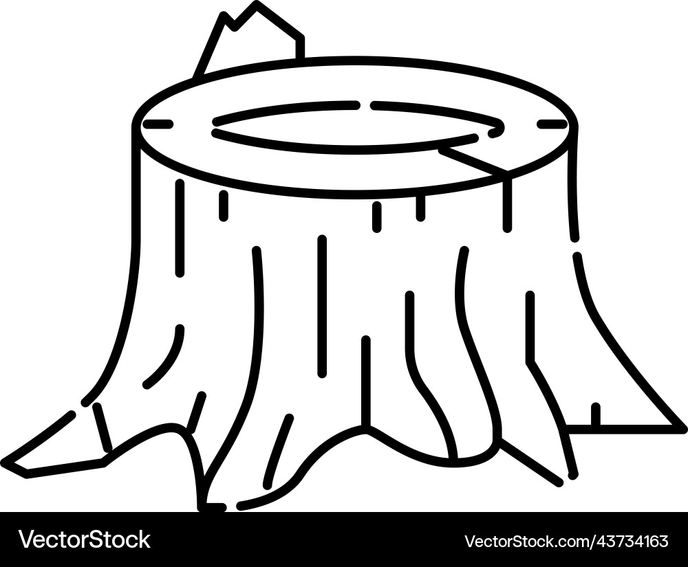Stump wood timber line icon Royalty Free Vector Image