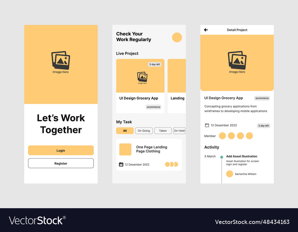 Task project ui design template Royalty Free Vector Image