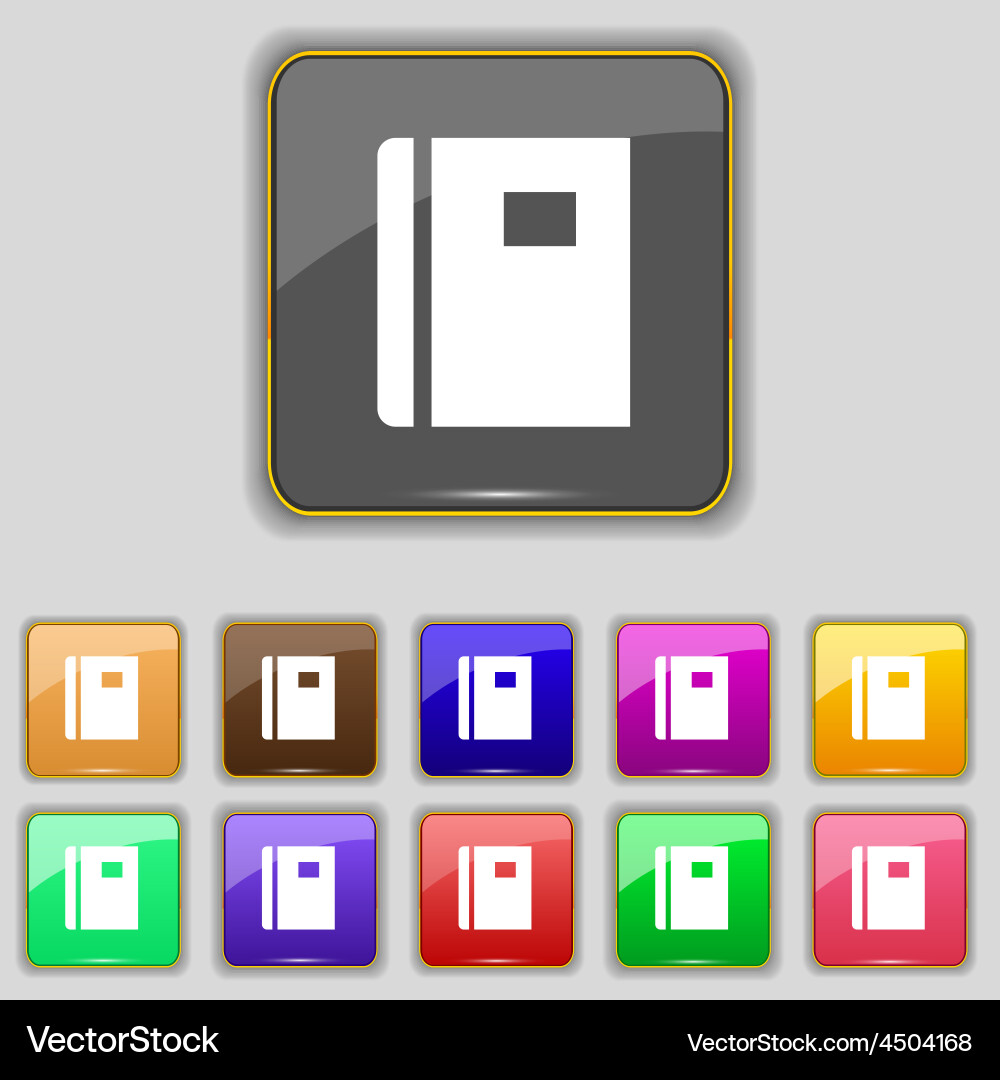 Book icon sign set with eleven colored buttons Vector Image