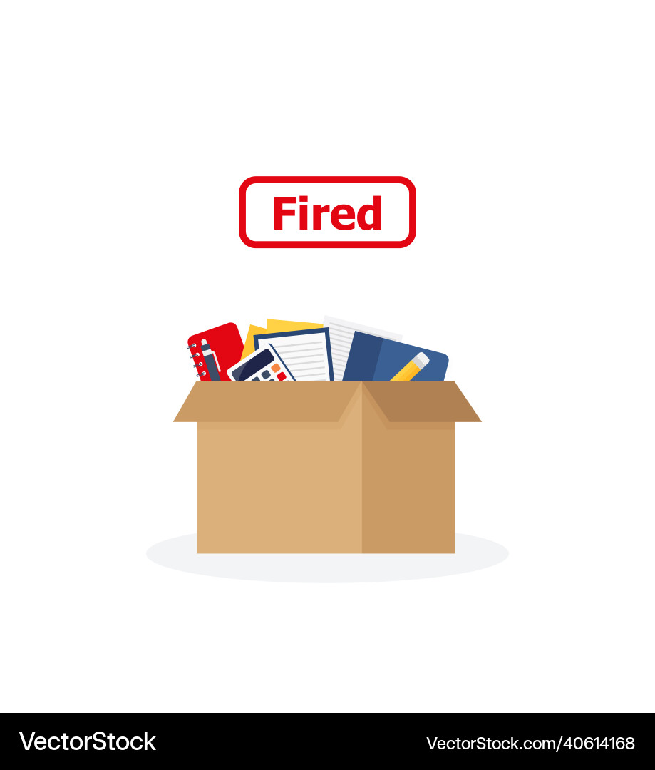 Fired business chair with box with office things Vector Image