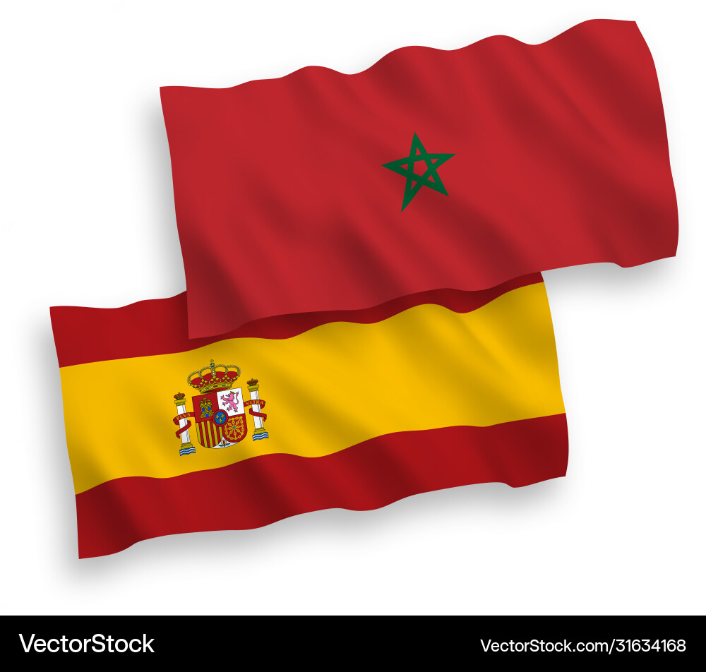Flags morocco and spain on a white background Vector Image