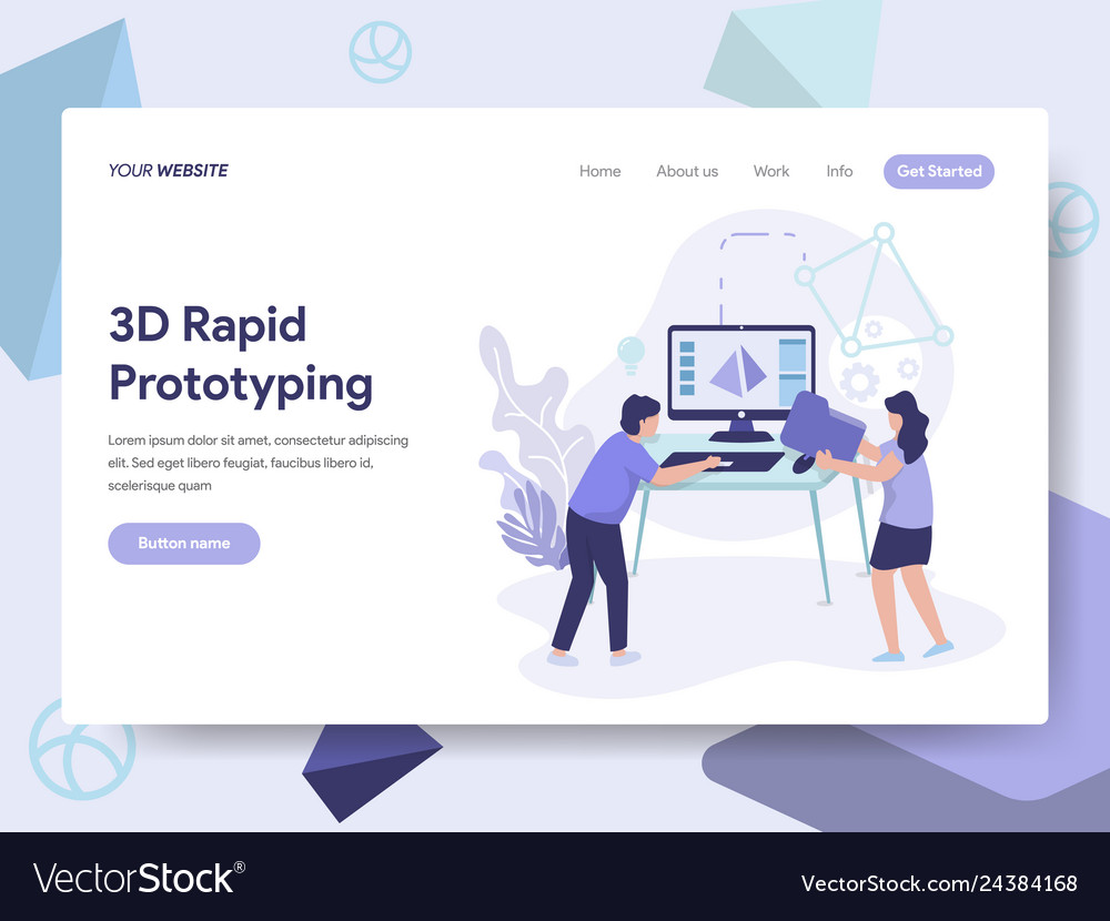Landing page template of 3d rapid prototyping Vector Image