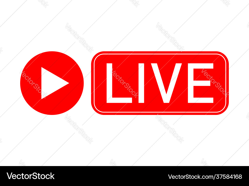 Live streaming icon red symbol and buttons Vector Image