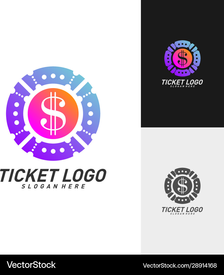 Money ticket logo template design emblem Vector Image
