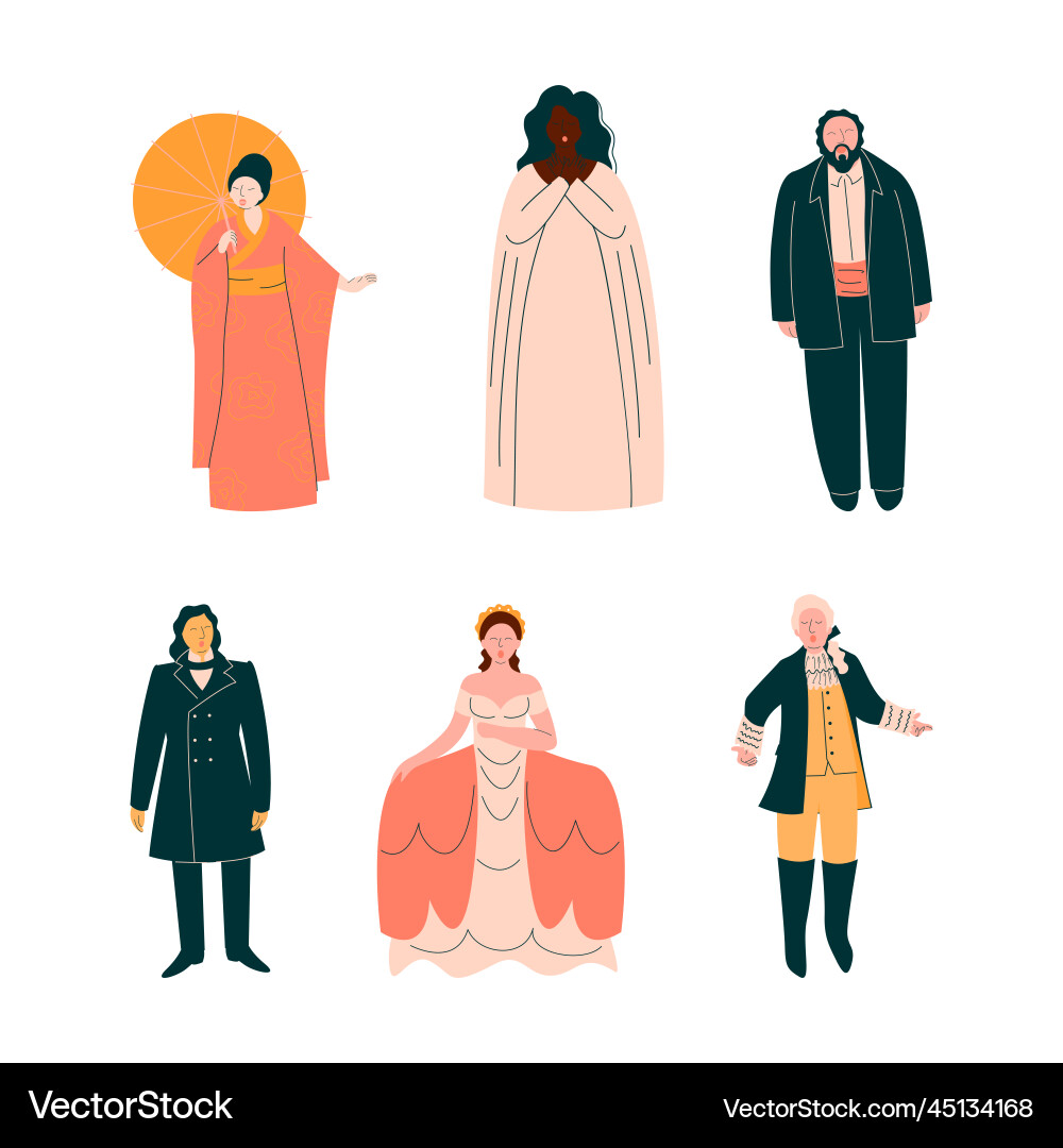 Opera singer in theatrical garment performing Vector Image