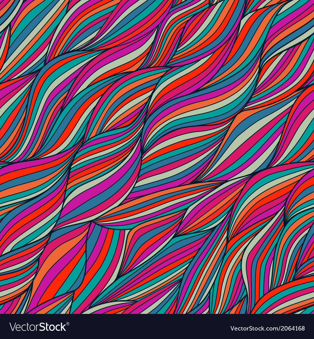 Seamless wave hand-drawn pattern waves background Vector Image