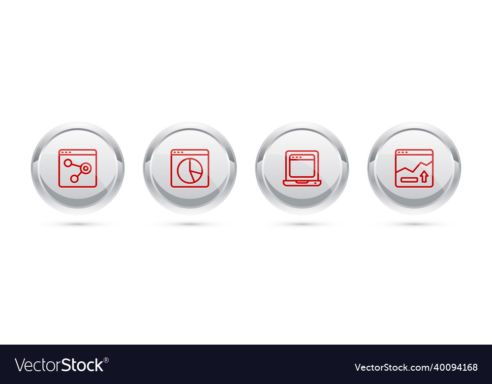 Set Line Browser Window Graph Chart Infographic Vector Image