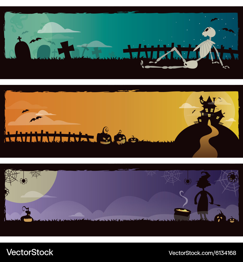 Set of 3 halloween banners Royalty Free Vector Image