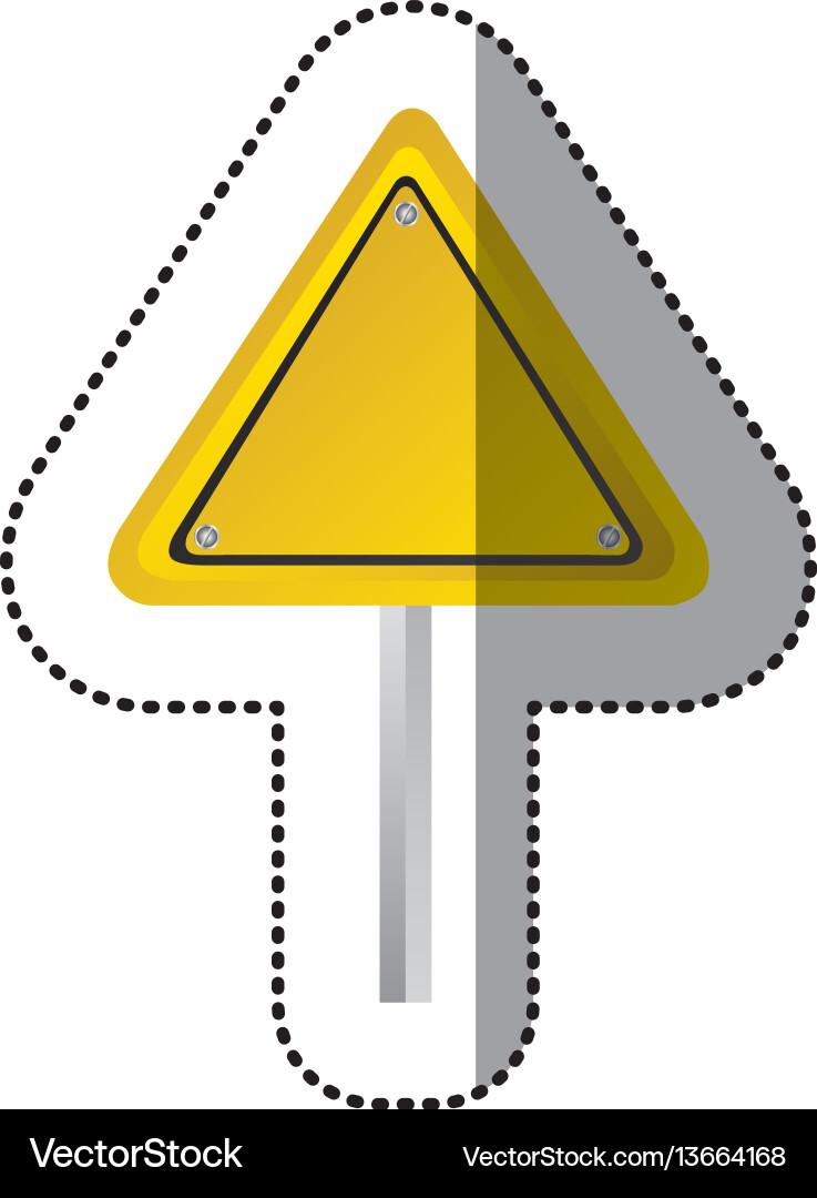 Sticker yellow triangle shape traffic sign Vector Image