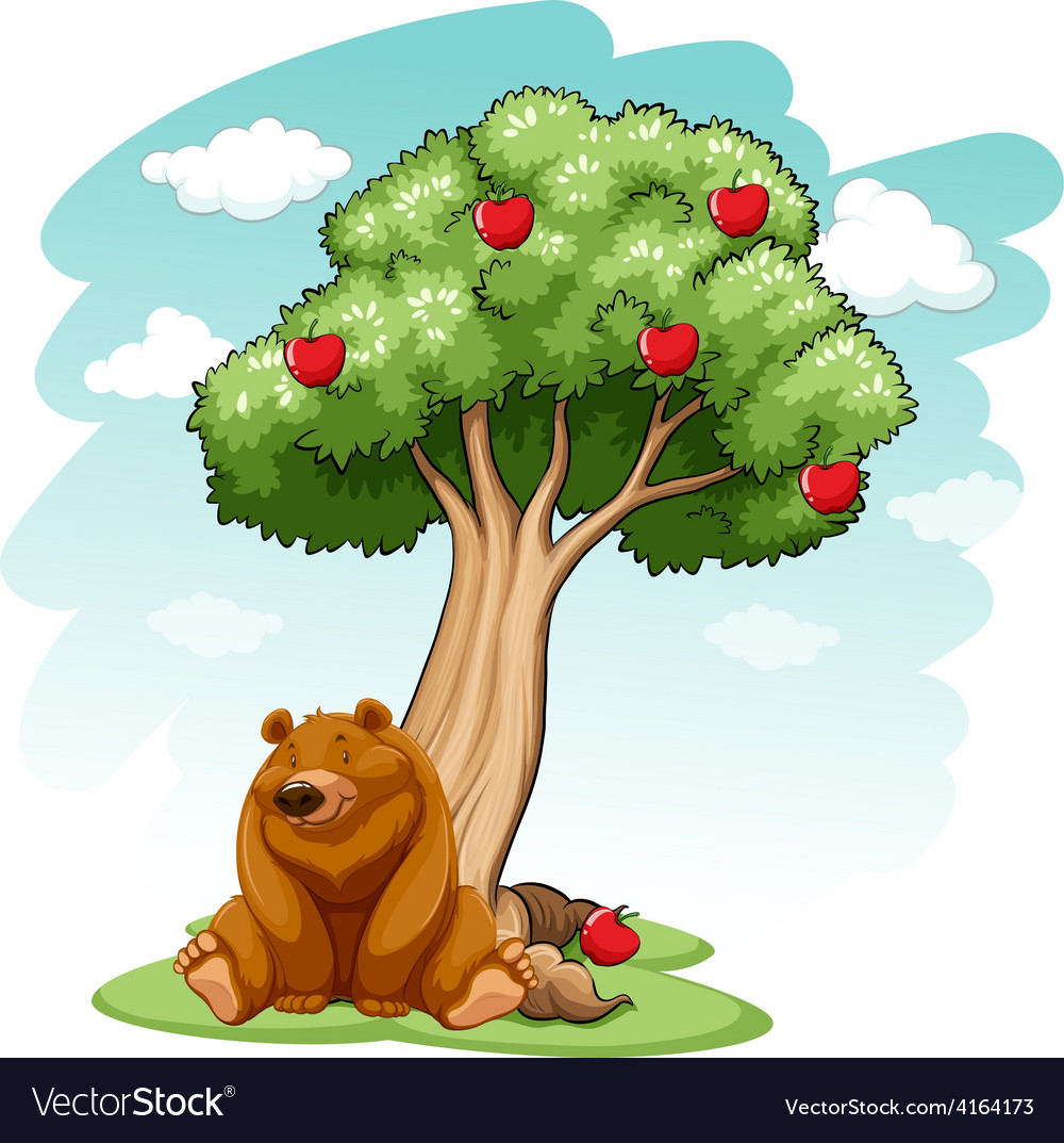 Bear under tree Royalty Free Vector Image - VectorStock