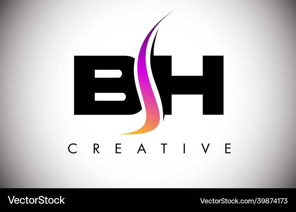 Bh letter logo design with creative shoosh Vector Image