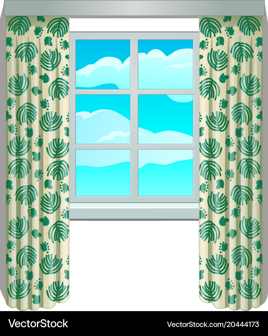 Classic window and view of sky clouds Royalty Free Vector