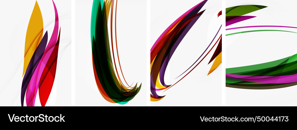 Colorful wave lines poster set for wallpaper Vector Image
