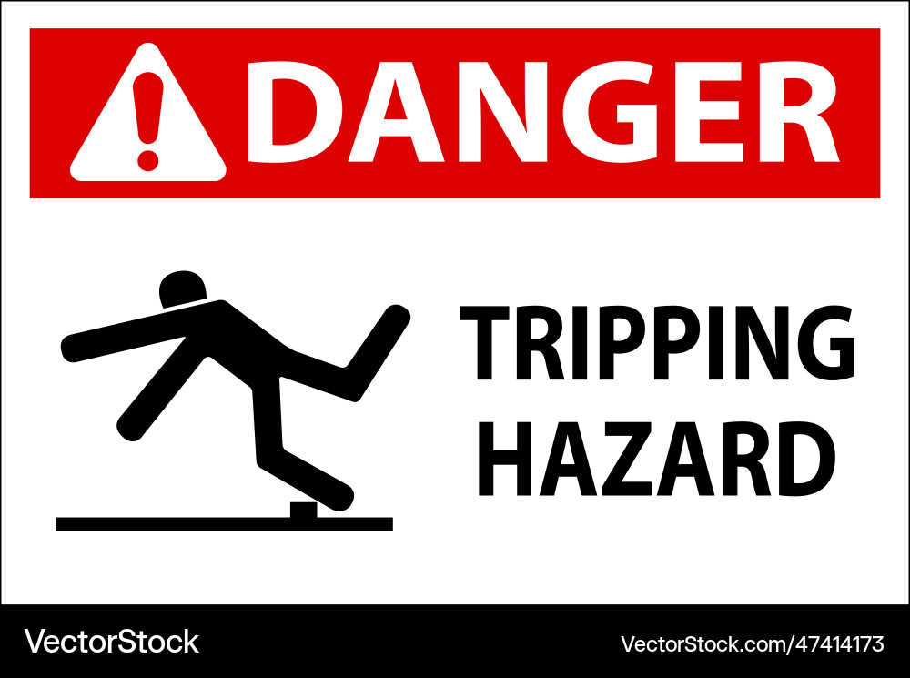 Danger tripping hazard label sign on white Vector Image