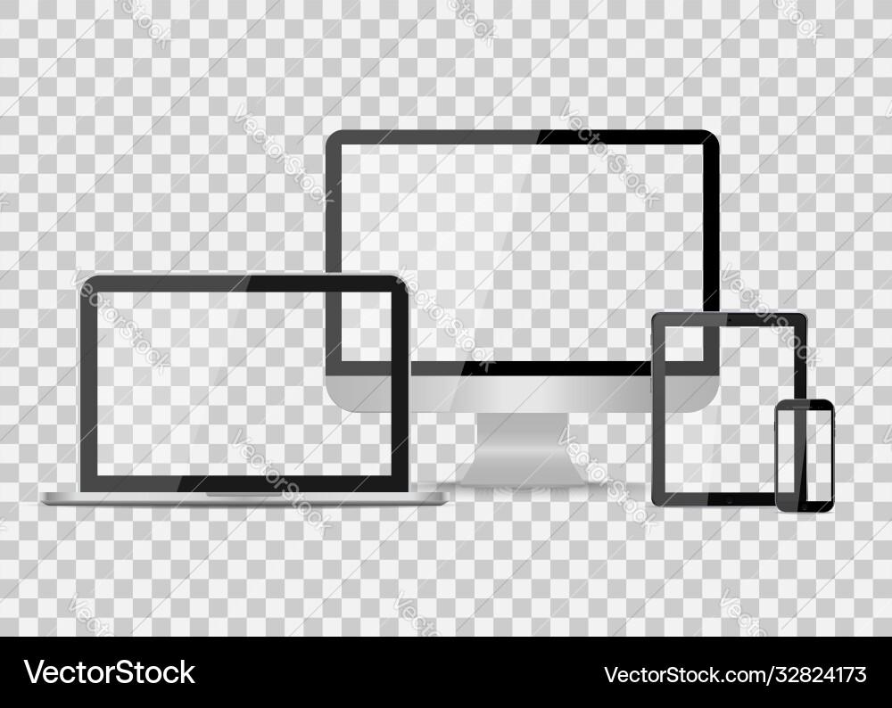 Device mockup laptop computer tablet Royalty Free Vector