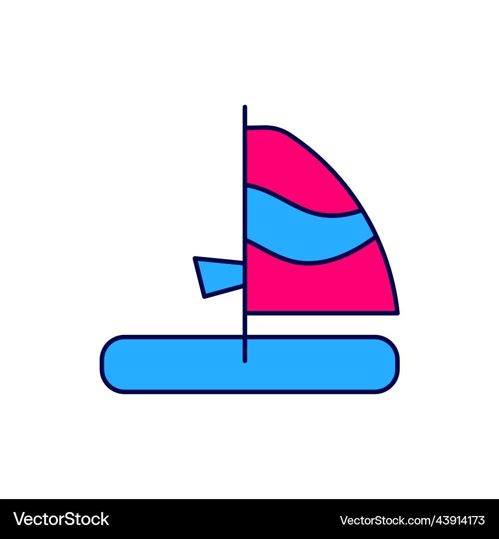 Filled outline windsurfing icon isolated on white Vector Image
