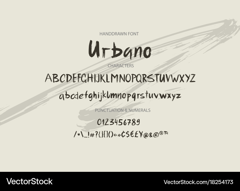 Handwritten brush font hand drawn style Royalty Free Vector