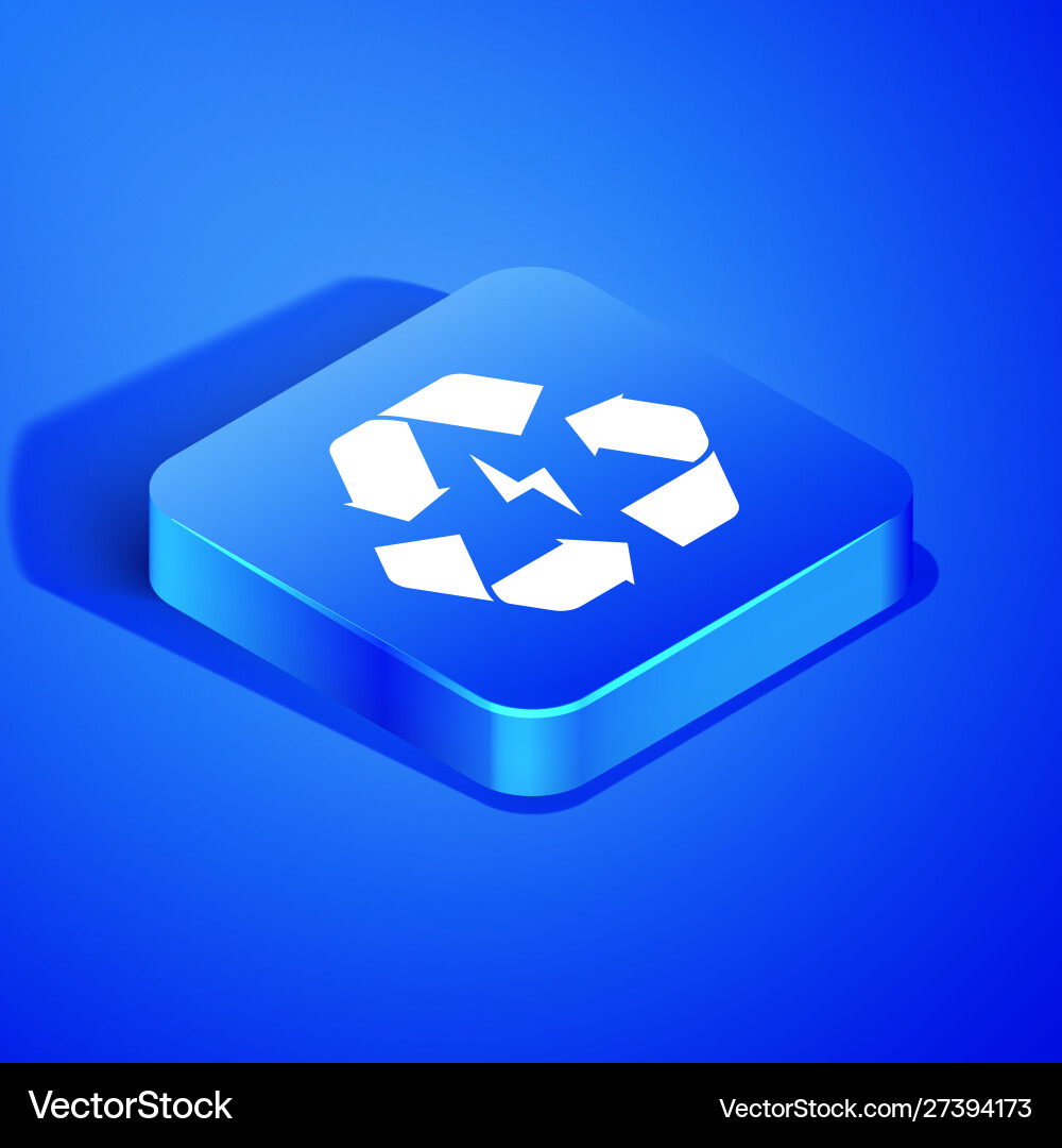 Isometric battery with recycle symbol line icon Vector Image